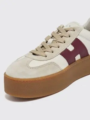 Hogan Platform Leather And Suede Sneakers With H Logo - White