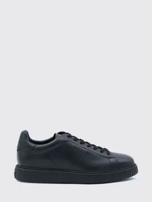 Hogan Smooth Calfskin Leather Sneakers With Perforated H Logo - Black