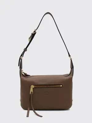 TOD'S Metal Dots Hammered Leather Shoulder Bag - Brown
