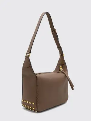 TOD'S Metal Dots Hammered Leather Shoulder Bag - Brown