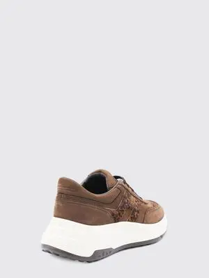 Hogan Hi-fi Nubuck And Pony-effect Leather Sneakers With Animal Print And Chunky Sole - Brown