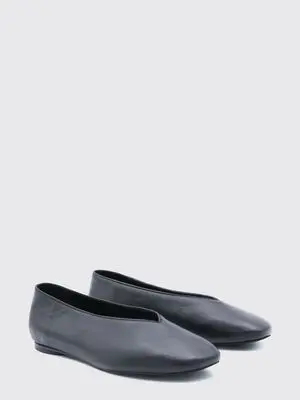 ANINE BING Smooth Leather Ballet Flats With Metallic Monogram