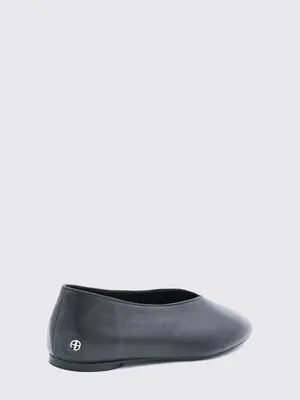ANINE BING Smooth Leather Ballet Flats With Metallic Monogram