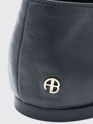 ANINE BING Smooth Leather Ballet Flats With Metallic Monogram