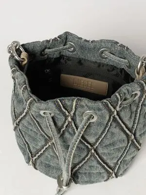 DIESEL® Quilted Drawstring Bag - Denim