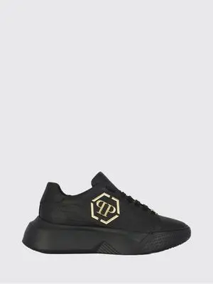 Philipp Plein Croc-effect Leather Low-top Trainers With Hexagon Logo