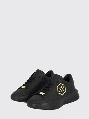 Philipp Plein Croc-effect Leather Low-top Trainers With Hexagon Logo