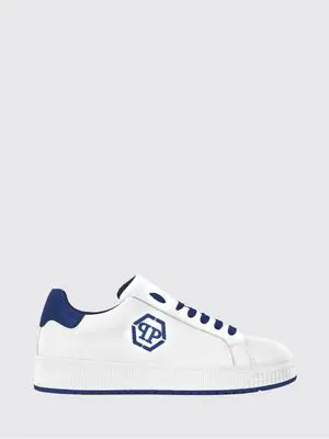 Philipp Plein Two-tone Monogram Leather Low-top Trainers With Hexagon Logo - White