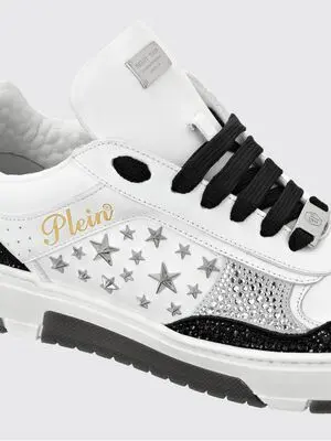 Philipp Plein Low-top Leather And Suede Sneakers With Studs And Rhinestones - Black