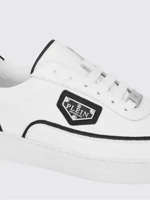 Philipp Plein Two-tone Leather Low-top Trainers With Applied Logo - White
