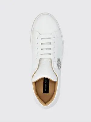 Philipp Plein Low-top Smooth Leather Sneakers With Hexagon Logo And Monogram - White