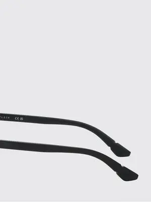 Philipp Plein Shield Sunglasses With Double Bridge And Tortoiseshell Arms - Black