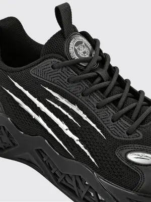 PLEIN SPORT Lace-up Low-top Sneakers In Technical Mesh - Black