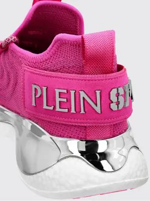 PLEIN SPORT Runner Low-top Sneakers In Viscose Jersey With Serrated Sole - Fuchsia