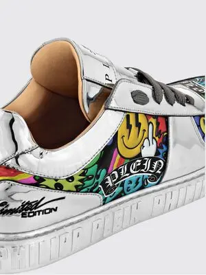 Philipp Plein Limited Edition Graphic Print Patent Leather Low Top Sneakers