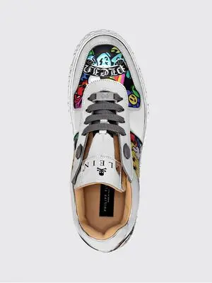 Philipp Plein Limited Edition Graphic Print Patent Leather Low Top Sneakers