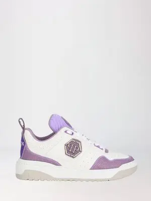 Philipp Plein High-top Leather And Suede Sneakers With Crystal Monogram And Hexagon Logo