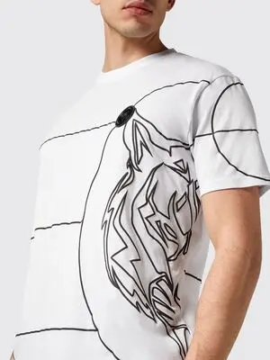 PLEIN SPORT Slim Fit Cotton T-shirt With Hexagon Logo Print