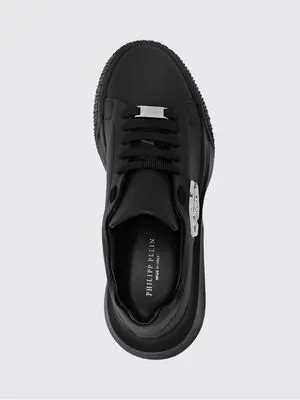 Philipp Plein Smooth Leather Low-top Sneakers With Monogram And Hexagon Logo - Black 1