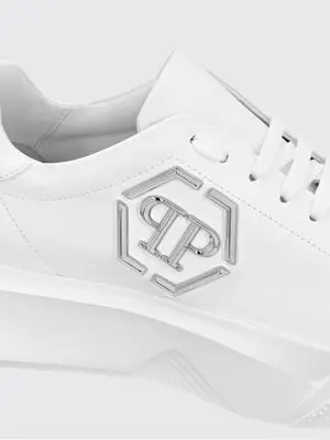 Philipp Plein Smooth Leather Monogram Hexagon Logo Low-top Sneakers - White