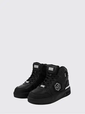 Philipp Plein Monogram Leather High-top Sneakers With Hexagon Logo - Black
