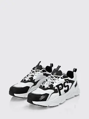 PLEIN SPORT Low-top Leather And Mesh Monogram Sneakers - White 1