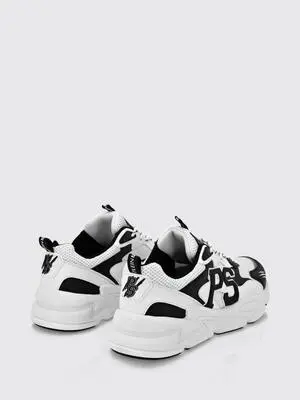 PLEIN SPORT Low-top Leather And Mesh Monogram Sneakers - White 1