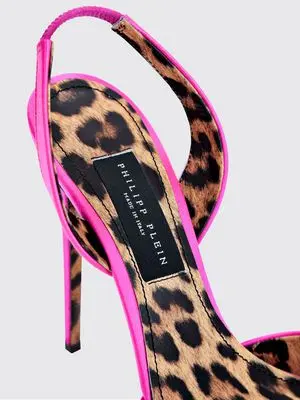 Philipp Plein Embroidered Satin Slingback Pumps With Jewelled Buckle