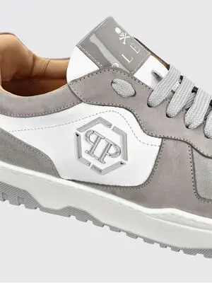 Philipp Plein Low-top Sneakers In Leather And Suede With Applied Hexagon Logo