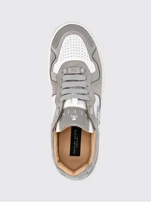 Philipp Plein Low-top Sneakers In Leather And Suede With Applied Hexagon Logo
