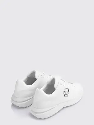Philipp Plein Leather Sneakers With Emblem - White