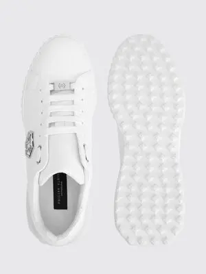 Philipp Plein Leather Sneakers With Emblem - White