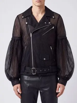 Comme Des Garçons Mesh Moto Jacket - Black