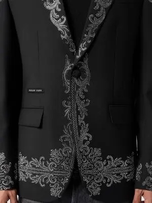 Philipp Plein Baroque Virgin Wool Blazer With Skull Print And Crystals