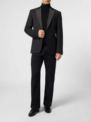 Philipp Plein Virgin Wool Blazer With Stud Embellishments