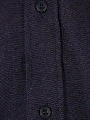 Brunello Cucinelli Herringbone Cotton Blend Shirt - Blue