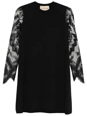 Valentino Garavani Mini Dress With Lace Sleeves - Black