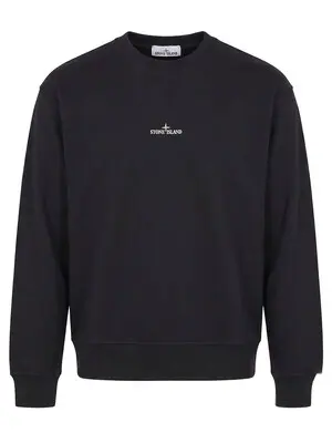 Stone Island Crew Neck Sweatshirt With Back Print - Black