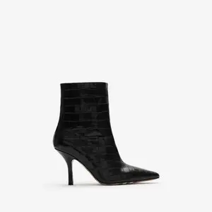Burberry Crocodile-effect Leather Dame Ankle Boots - Black