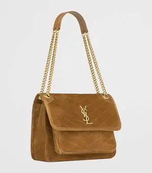 Saint Laurent Medium Suede Niki Shoulder Bag - Beige