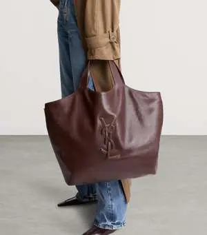 Saint Laurent Maxi Icare Calfskin Tote Bag - Beige
