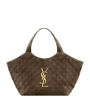 Saint Laurent Medium Suede Icare Tote Bag - Green