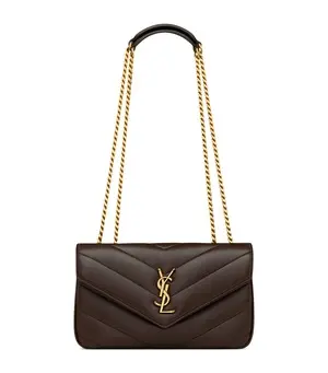 Saint Laurent Small Leather Loulou Shoulder Bag - Brown