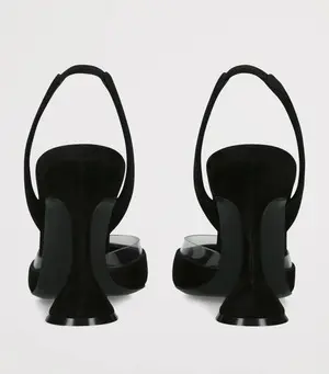 Amina Muaddi Suede Lara Slingback Heels 95