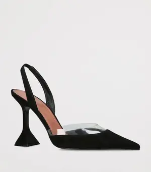 Amina Muaddi Suede Lara Slingback Heels 95
