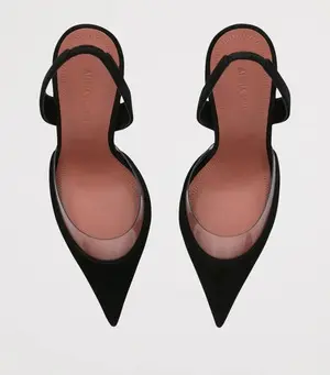 Amina Muaddi Suede Lara Slingback Heels 95