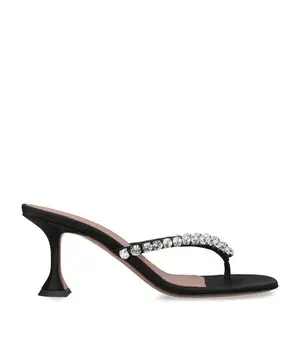 Amina Muaddi Satin Crystal-embellished Heeled Sandals - Black