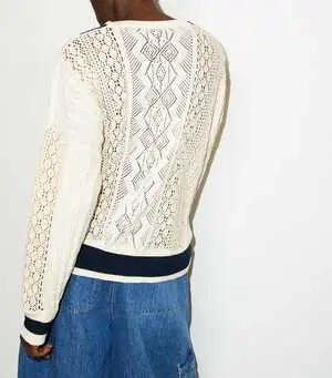 Max & Co. Cotton Crochet V-neck Sweater