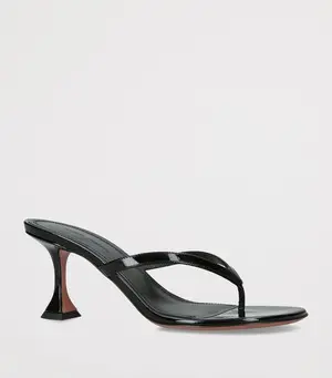 Amina Muaddi Patent Leather Juliette Heeled Sandals 70