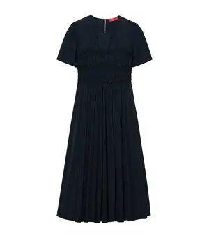 Max & Co. Cotton-virgin Wool Shirred Midi Dress